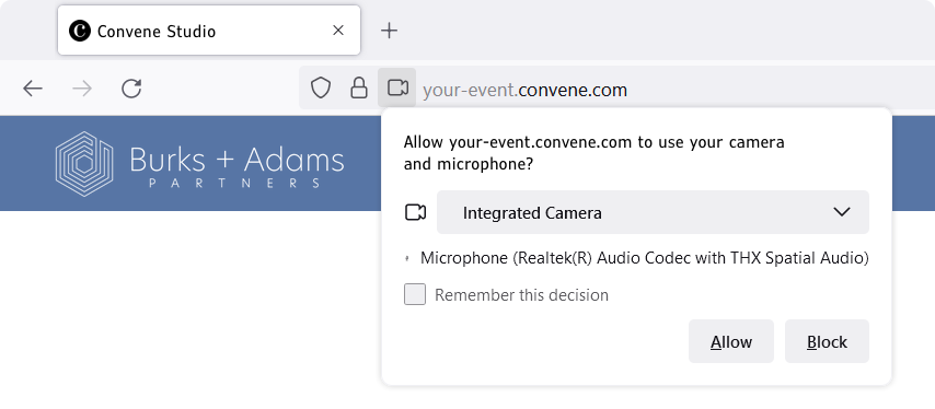 Granting Microphone and Camera Browser Permissions – Convene Support